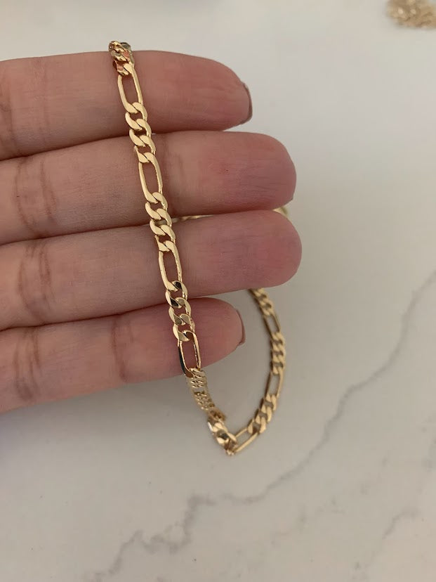 14K Gold Filled Figaro Link Anklet Excellent Quality 4MM – YanYa